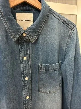 Lucky Brand | Tops | Lucky Brand Light Blue Denim Shirt With Button ...